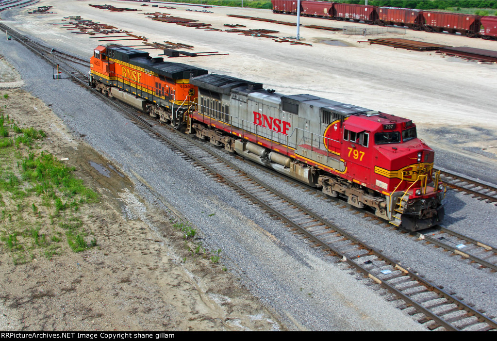 BNSF 797 takes light power to the fuel pad!